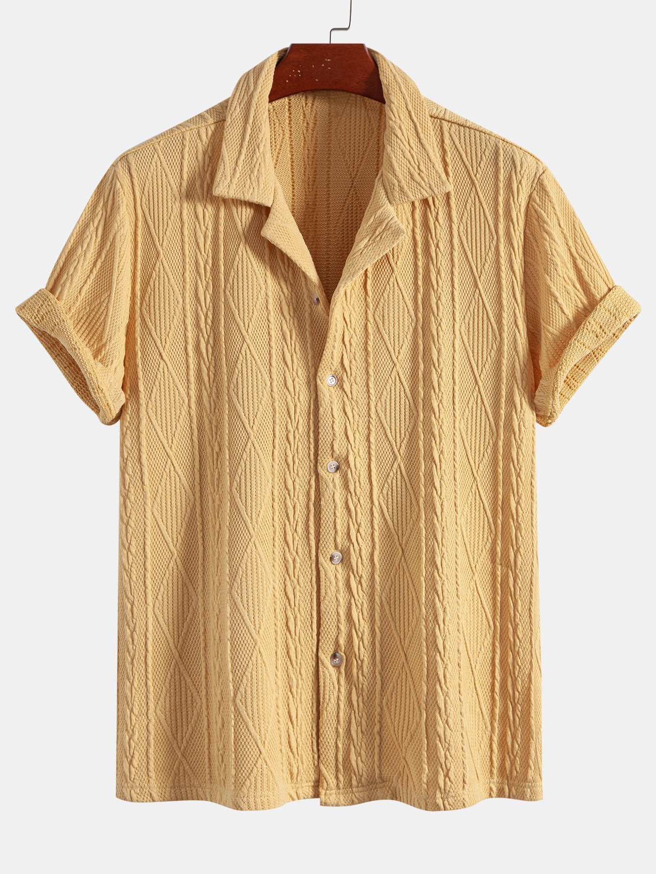 Akim® | Knitted Geometric Textured Cuban Shirt – Joe Store